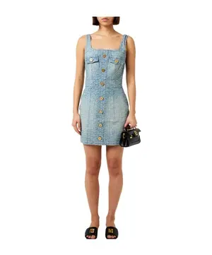 Balmain Printed Denim Mini Dress