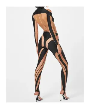 MUGLER Transparent Spiral Leggings - Black