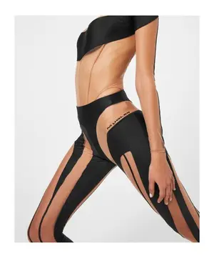 MUGLER Transparent Spiral Leggings - Black