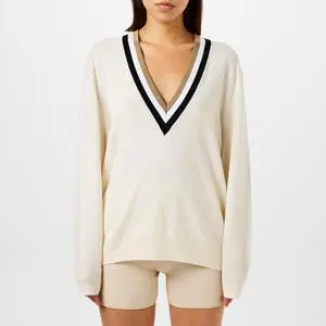 Hugo Boss Color-block Striped V-neck Knit Sweater