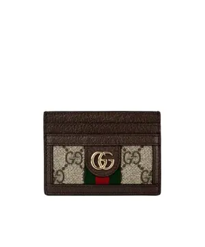 Gucci Logo Canvas Ophidia Card Case Holder - Black