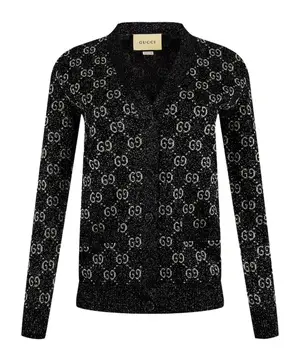 Gucci Gg Jacquard Cotton Lame Cardigan