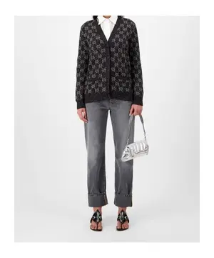 Gucci Gg Jacquard Cotton Lame Cardigan
