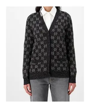 Gucci Gg Jacquard Cotton Lame Cardigan