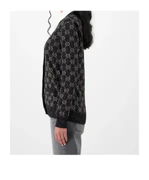 Gucci Gg Jacquard Cotton Lame Cardigan