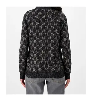 Gucci Gg Jacquard Cotton Lame Cardigan