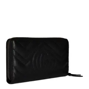 Gucci Leather Gg Marmont Zip Around Wallet