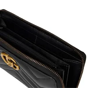 Gucci Leather Gg Marmont Zip Around Wallet