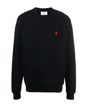 AMI Paris Logo Embroidered Crewneck Sweatshirt - Black