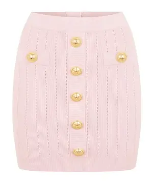 Balmain Knit Button-down Mini Skirt - Pink