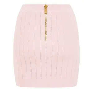 Balmain Knit Button-down Mini Skirt - Pink