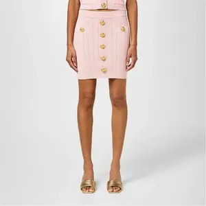Balmain Knit Button-down Mini Skirt - Pink