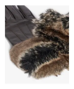 Barbour Fur Trimmed Leather Gloves