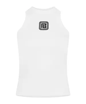Balmain Fitted Vest With Pb Logo - White