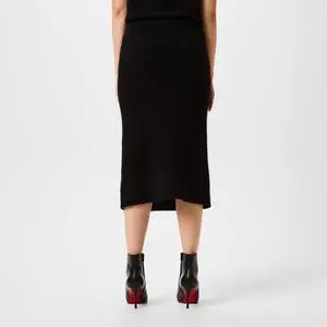 Alessandra Rich Knit Midi Skirt With Gold Button Embellishments