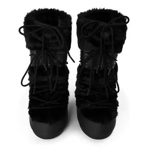 Moon Boot Icon Faux Fur Lace-up Boots - Black