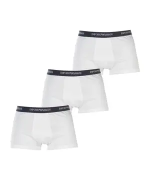 Emporio Armani 3 Pack Stretch Cotton Trunks - White