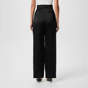 Saint Laurent Wide Leg Pleated Trousers