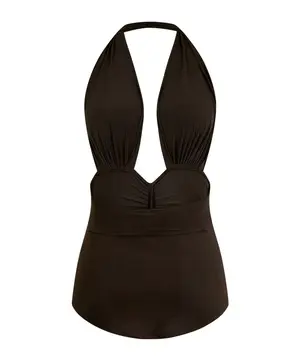 Norma Kamali Ruched Strapless Bodysuit - Espresso