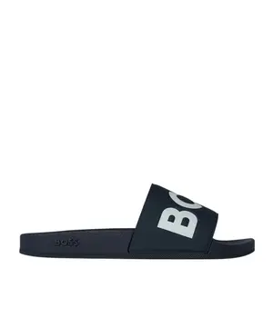 Hugo Boss Boss Comfy Slider Sandals With Logo Detail - Black