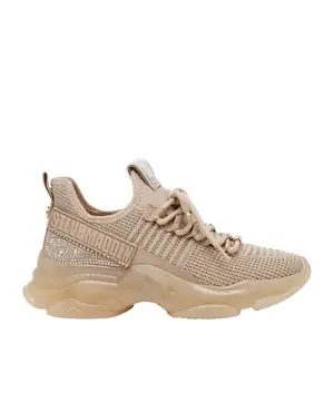 Steve Madden Maxilla Low-top Runners With Metallic Detailing - Nude