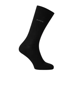 Hugo Boss Solid Color Long Cotton Socks - Black