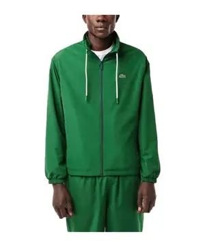 Lacoste Zip Through Jacket With Stand Collar And Drawstring - Green