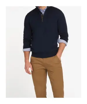 Barbour Half-zip Jumper With Checked Lining - Navy