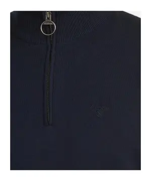 Barbour Half-zip Jumper With Checked Lining - Navy