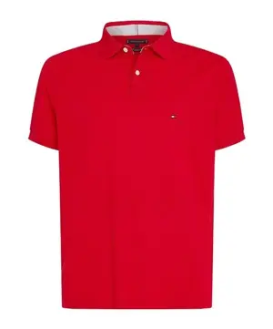 Tommy Hilfiger Logo Short Sleeve Polo Shirt - Red