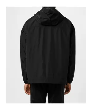 Dolce & Gabbana Zip-up Hooded Windbreaker Jacket With Logo Plaque