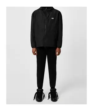 Dolce & Gabbana Zip-up Hooded Windbreaker Jacket With Logo Plaque