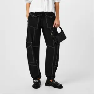 GANNI Bamboo Casual Pants With Contrast Stitching
