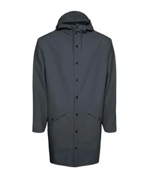 Rains Long-sleeved Hooded Raincoat - Black