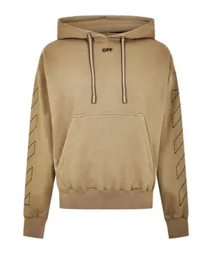 Off-White Long Sleeve Hoodie With Printed Design