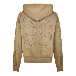 Off-White Long Sleeve Hoodie With Printed Design