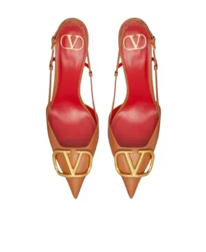 Valentino Garavani Vlogo Signature Pointed Toe Slingback Pumps