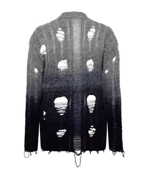 Off-White Gradient Mohair Cardigan With Embellished Details - Black