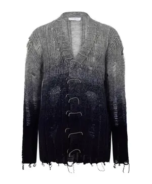 Off-White Gradient Mohair Cardigan With Embellished Details