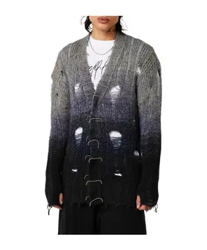 Off-White Gradient Mohair Cardigan With Embellished Details