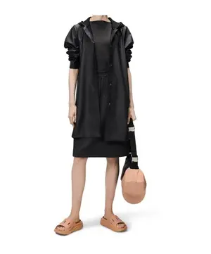 Rains A-line Raincoat With Drawstring Hood - Black