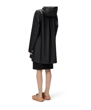 Rains A-line Raincoat With Drawstring Hood - Black