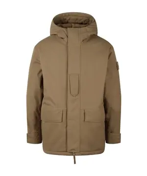 Stone Island Logo Patch Long-sleeved Hooded Jacket - Bark