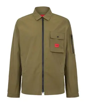 Hugo Boss Hugo Emmond Cotton Long Sleeve Zip Overshirt - Green