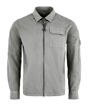 C.P. COMPANY Gabardine Lens Cotton Long Sleeve Overshirt - Gray