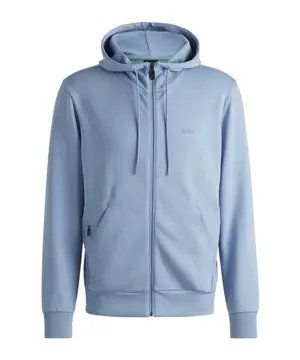 Hugo Boss Green Full-zip Hoodie With Adjustable Drawstring Hood - Blue