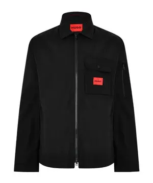 Hugo Boss Hugo Emmond Cotton Long Sleeve Zip Overshirt - Black