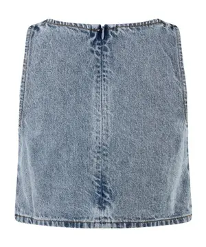 SELF-PORTRAIT Rhinestone Embellished Denim Top