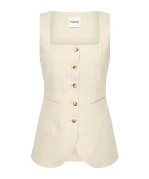 Posse Square Neck Vest - White