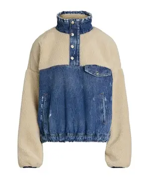 Polo Ralph Lauren Fleece And Denim Funnel Neck Sweater